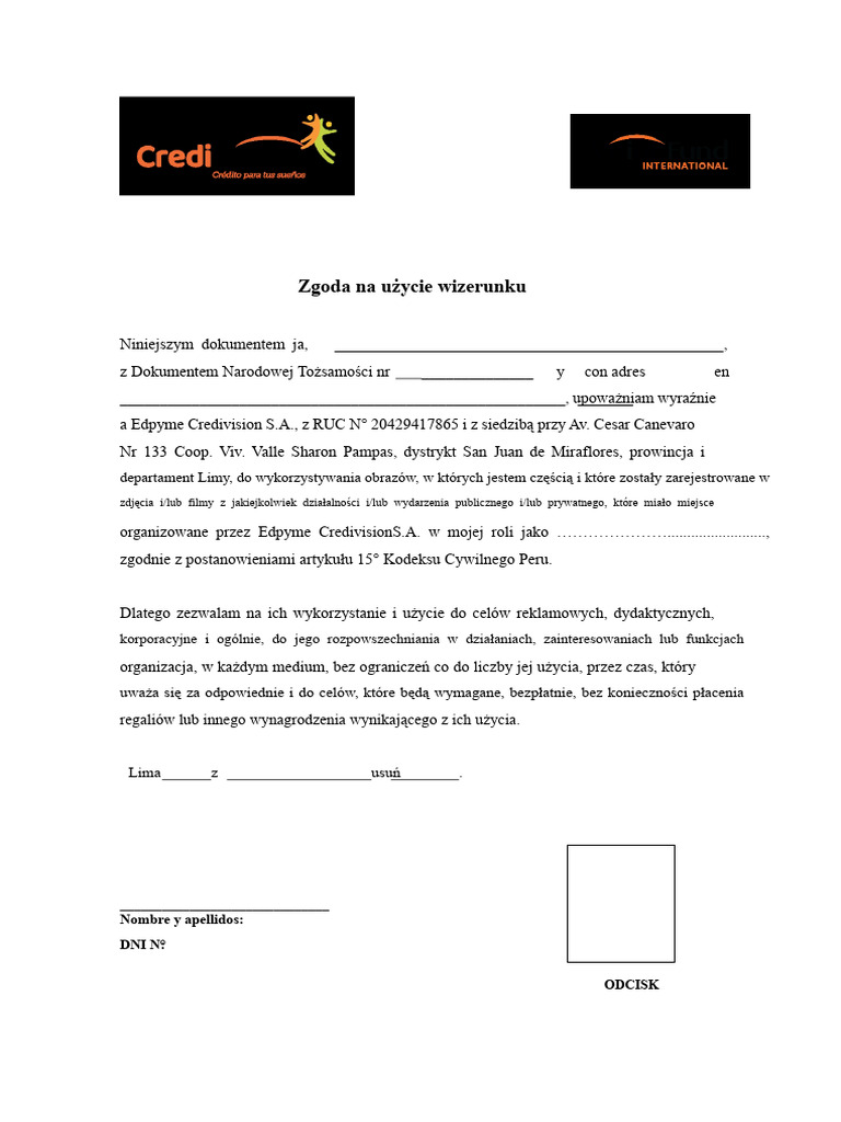 Format Autoryzacji Użycia Wizerunku | PDF
