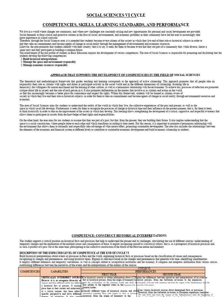 Social Sciences Competencies for Citizenship | PDF | Social Sciences ...