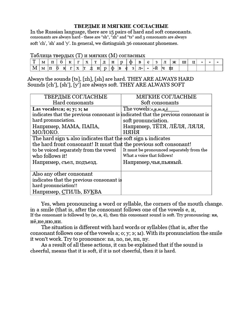 Russian Hard and Soft Consonants Guide | PDF | Phoneme | Consonant