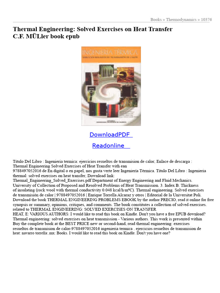 Thermal Engineering Solved Exercises On Heat Transfer | PDF