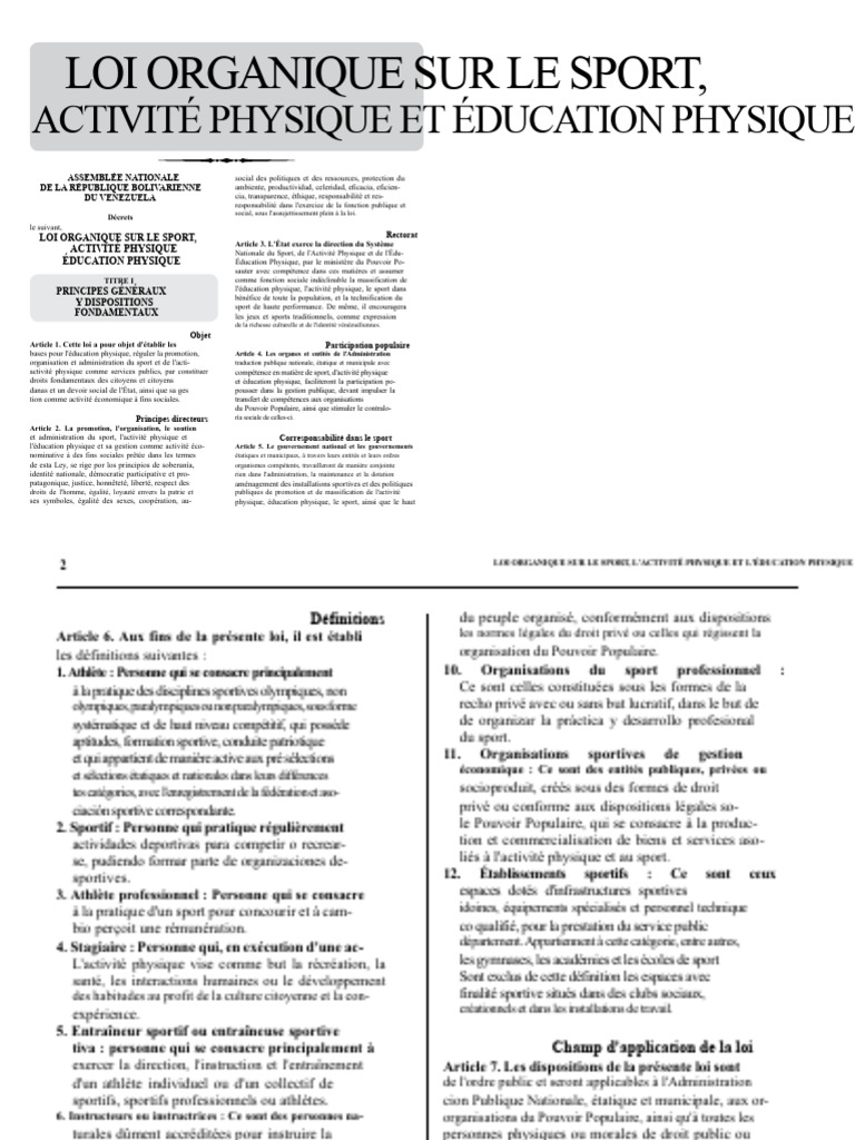 Loi sur le Sport et l'Éducation Physique | PDF | Des sports | Loi