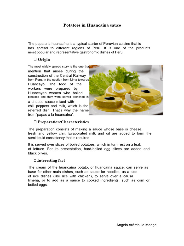 Infographic About A Typical Dish From Peru | PDF