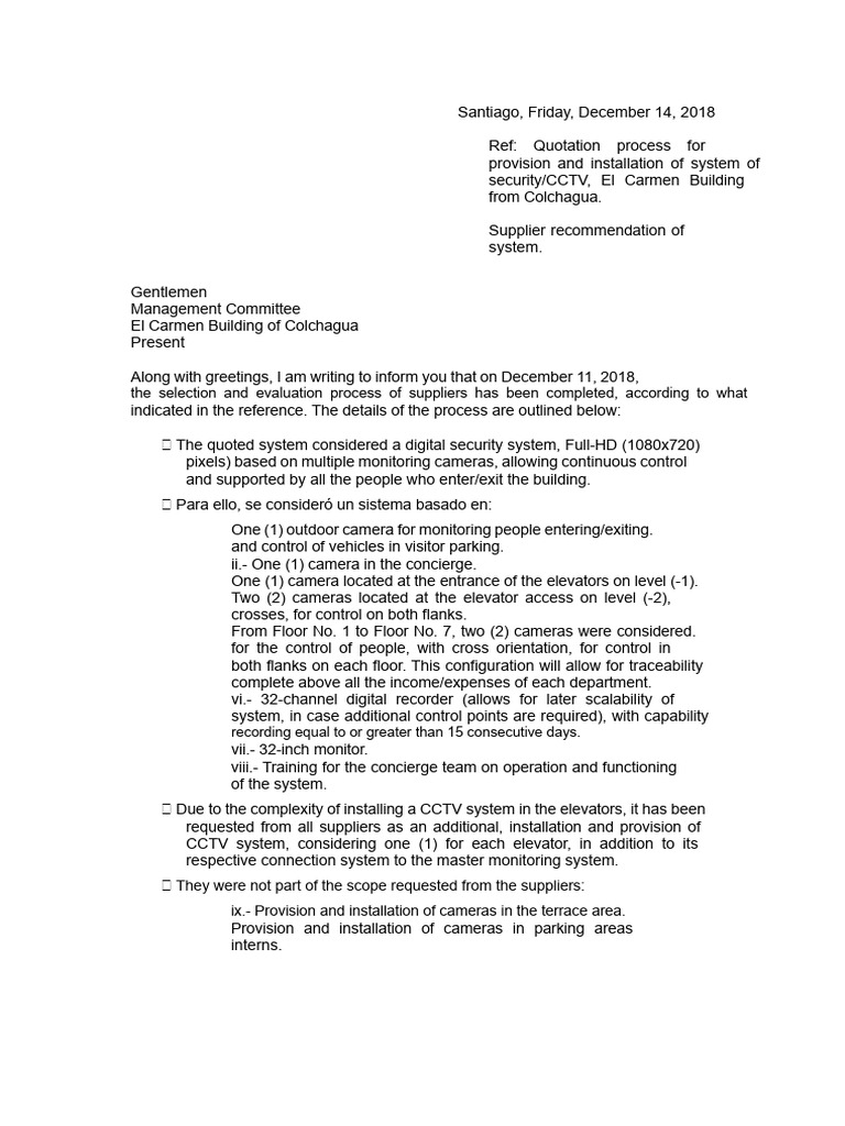 CCTV Installation Quotation for El Carmen | PDF | Closed Circuit Television