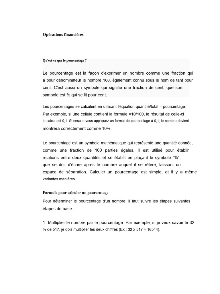 Guide sur le calcul des pourcentages et remises | PDF | Pourcentage ...