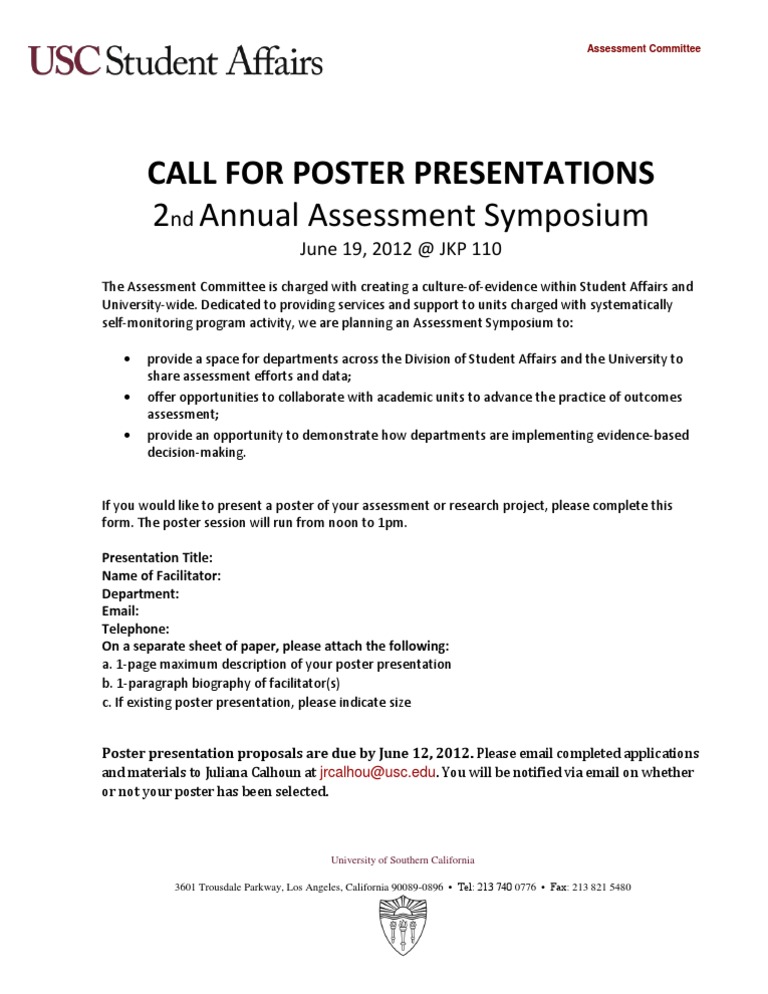 Call For Poster Presentations | PDF