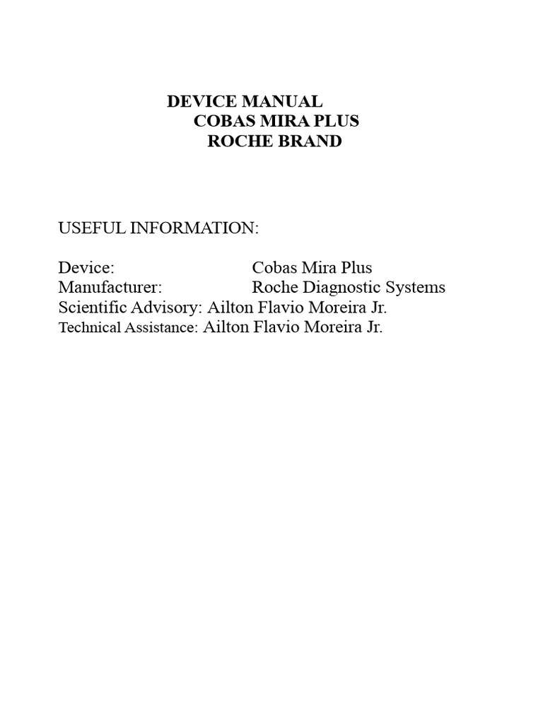 Cobas Mira Plus Device Manual Guide | PDF