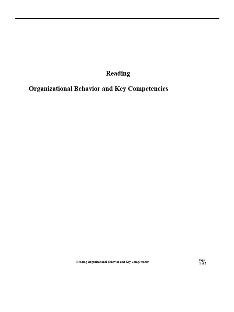 Reading Organizational Behavior and Key Competencies WV | PDF ...