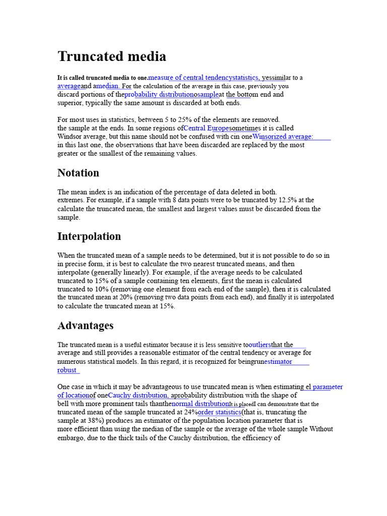 Truncated Average | PDF | Mean | Estimation Theory