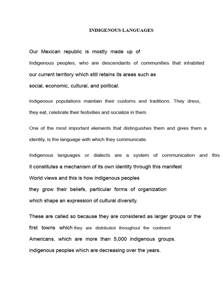 ESSAY (Indigenous Languages) | PDF | Indigenous Peoples | Mexico