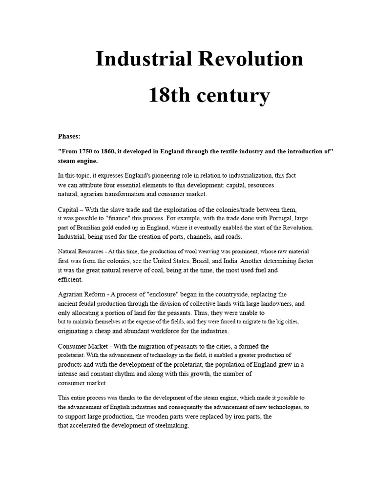 Key Phases of the Industrial Revolution | PDF | Industrial Revolution ...