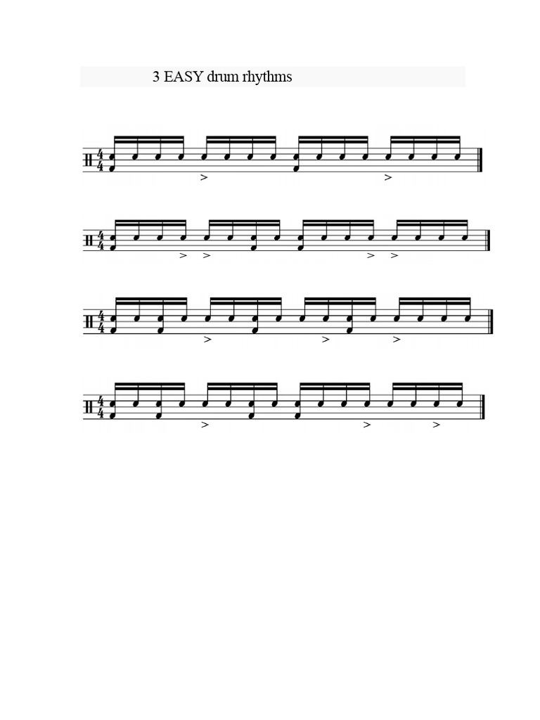 3 EASY Drum Rhythms | PDF