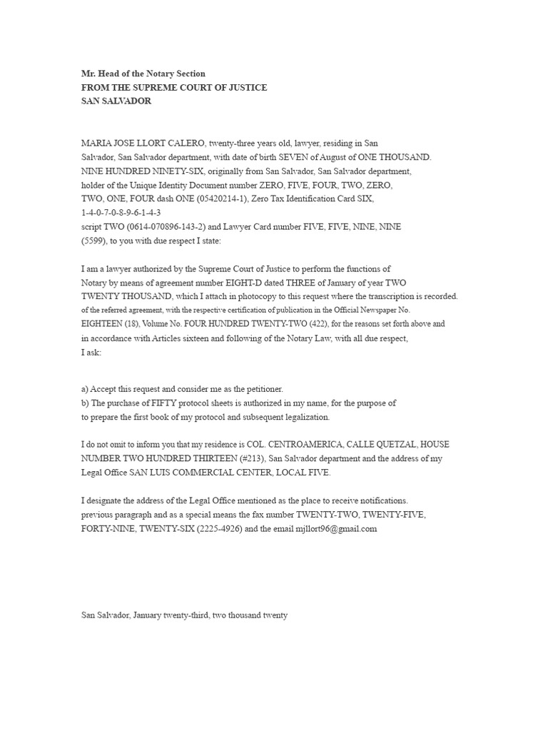 Request To The Notary Section | PDF | Identity Document | Governance