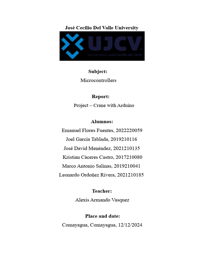 Arduino Crane Project Report | PDF | Arduino | Servomechanism