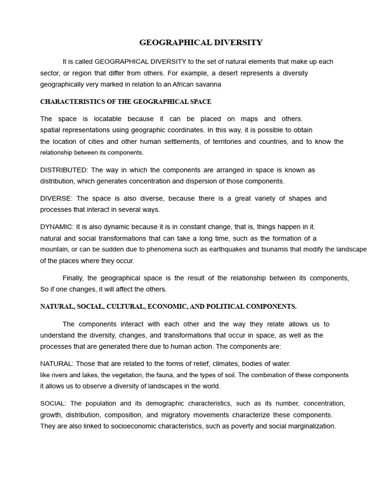Understanding Geographical Diversity and Space | PDF | Caribbean ...