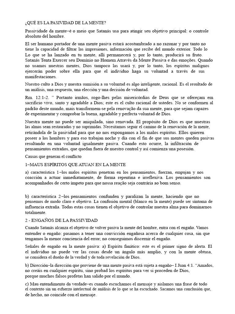 ¿Qué Es La Pasividad de La Mente? | PDF | Mente | Pensamiento