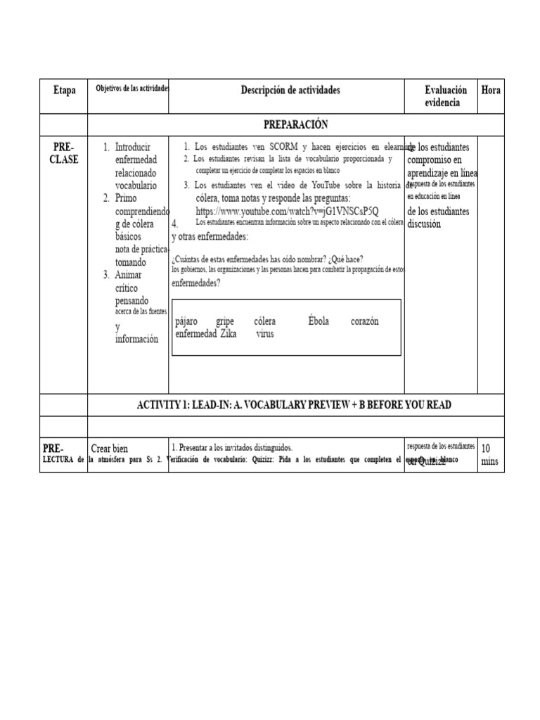 El Proceso de La Lección Unidad 6 Luchando Contra El Cólera | PDF ...