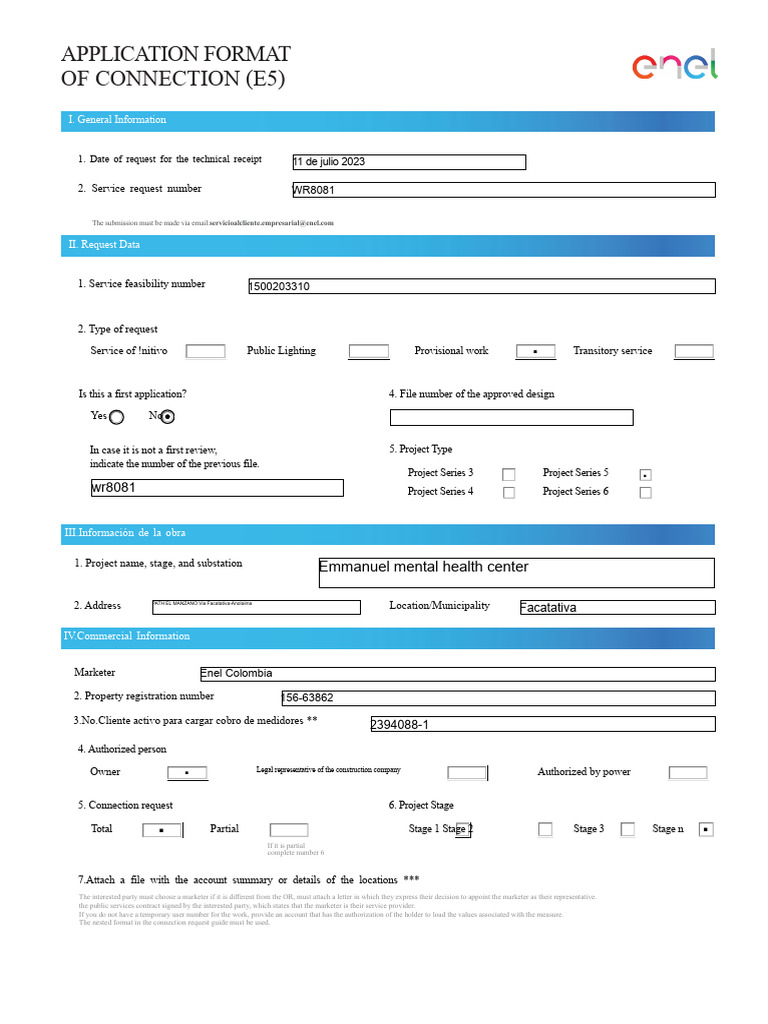 Connection Request Application Form | PDF
