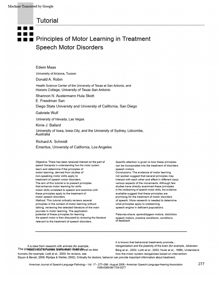 Maas Et Al: ARTICLE MOTOR LEARNING | PDF | Nervous System | Cognition