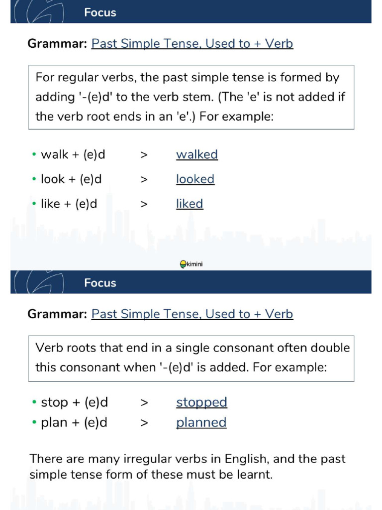 L12 Past Simple Tense, Used To + Verb | PDF