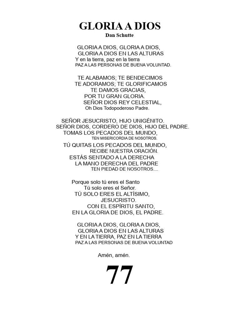 Gloria a Dios: Letra y Alabanza | PDF