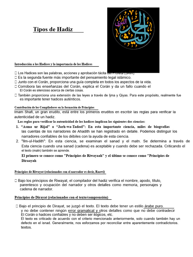Tipos de Hadiz | PDF | Hadith | Sharia