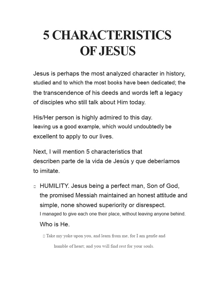 5 Characteristics of Jesus | PDF | Jesus | Gospel Of Matthew