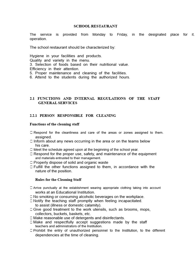 School Restaurant | PDF | Restaurants | Hygiene