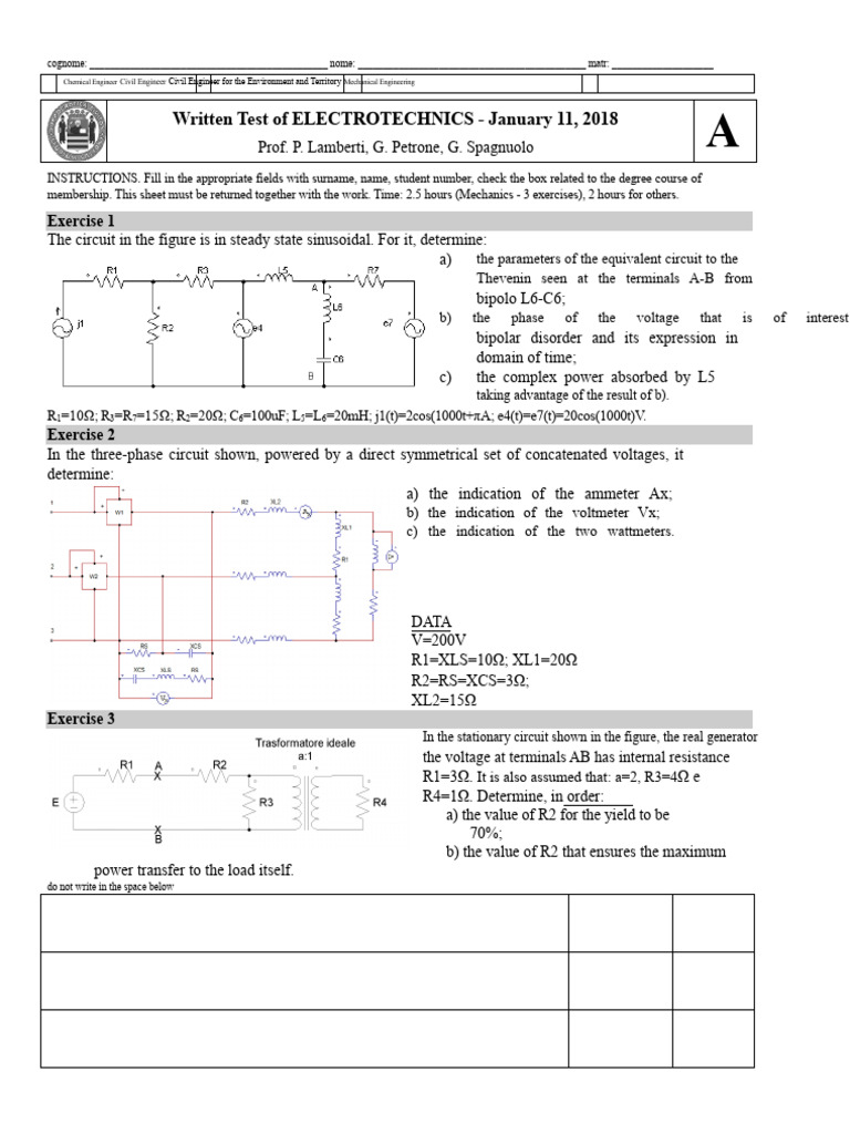 Completed Exercises in Electrotechnics | PDF | Voltage | Electrical Network
