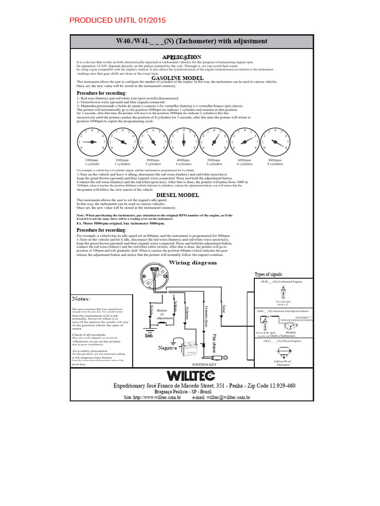 W40.-W41. Tachometer With Adjustment | PDF | Engines | Carburetor