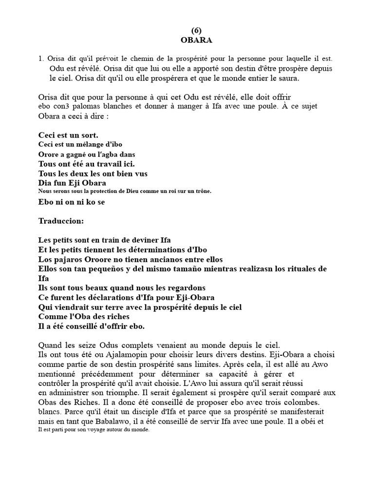Prospérité et rituels d'Ifa pour Eji-Obara | PDF