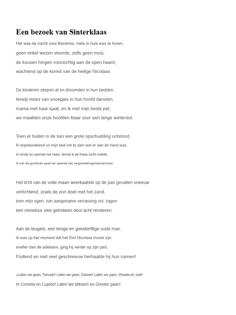 Een Bezoek Van Sint Nicolaas, Het Gedicht Dat "Leven Gaf" Aan de ...