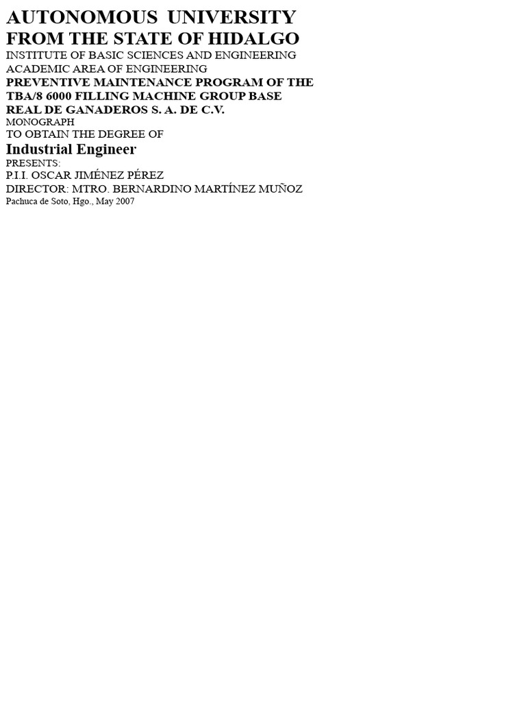 Preventive Maintenance for TBA/8 Machine | PDF | Thermography | Infrared