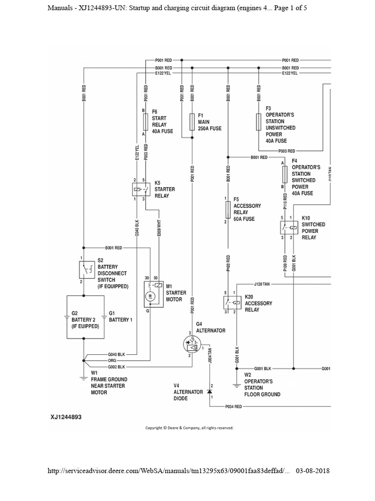 Starting and Charging Circuit Diagram (Motors 4045HT086 and 4045HT087 ...