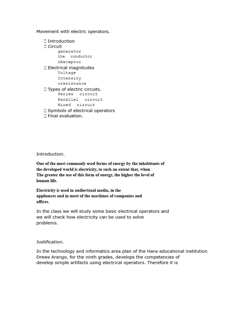 Movement With Electric Operators | PDF | Electric Current | Electrical ...