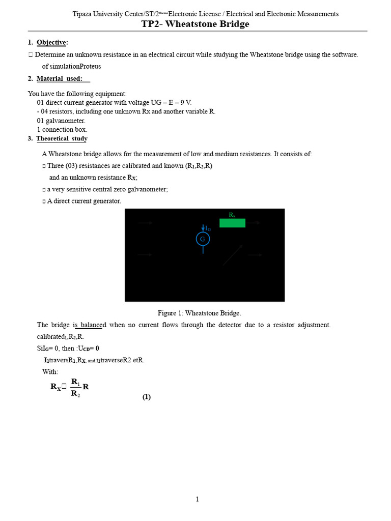 TP2 Wheatstone Bridge 2020 | PDF