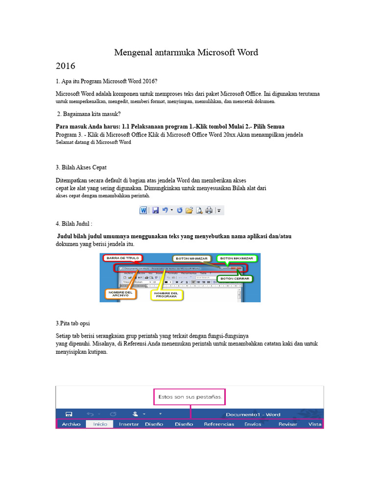 Mengenal Antarmuka Microsoft Word 2016 | PDF