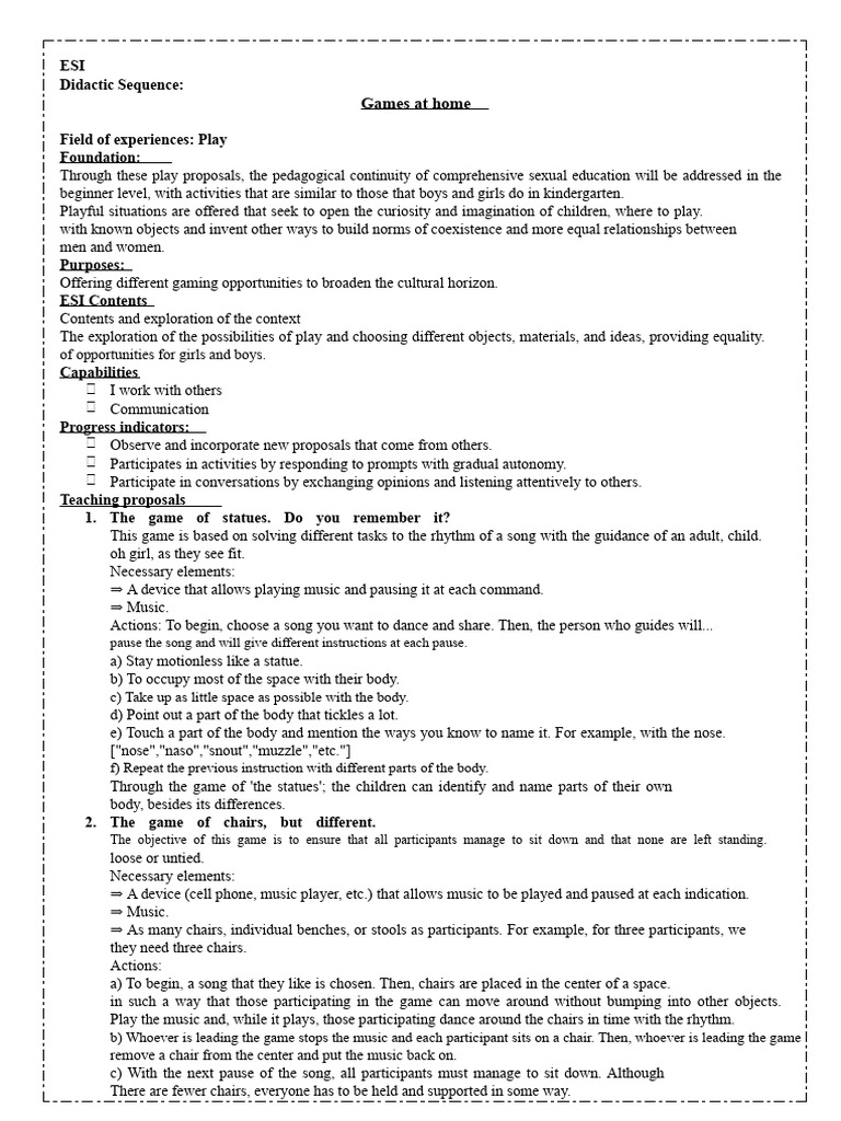 Didactic Sequence ESI Games | PDF | Sex Education