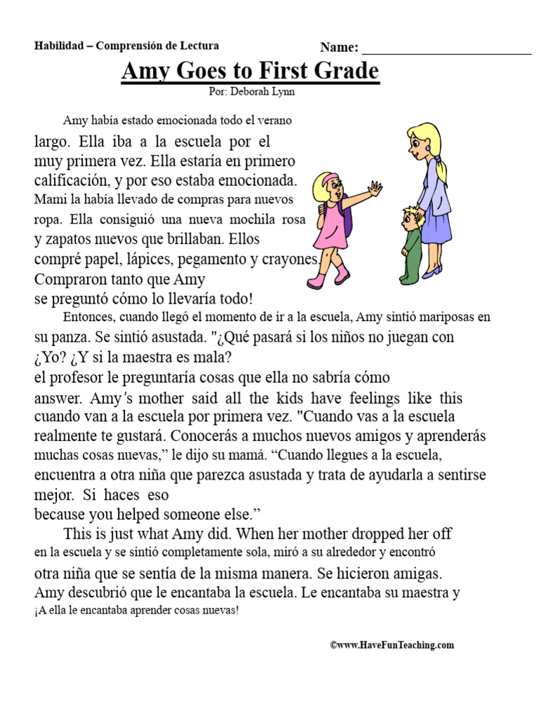 Amy va al primer grado | PDF
