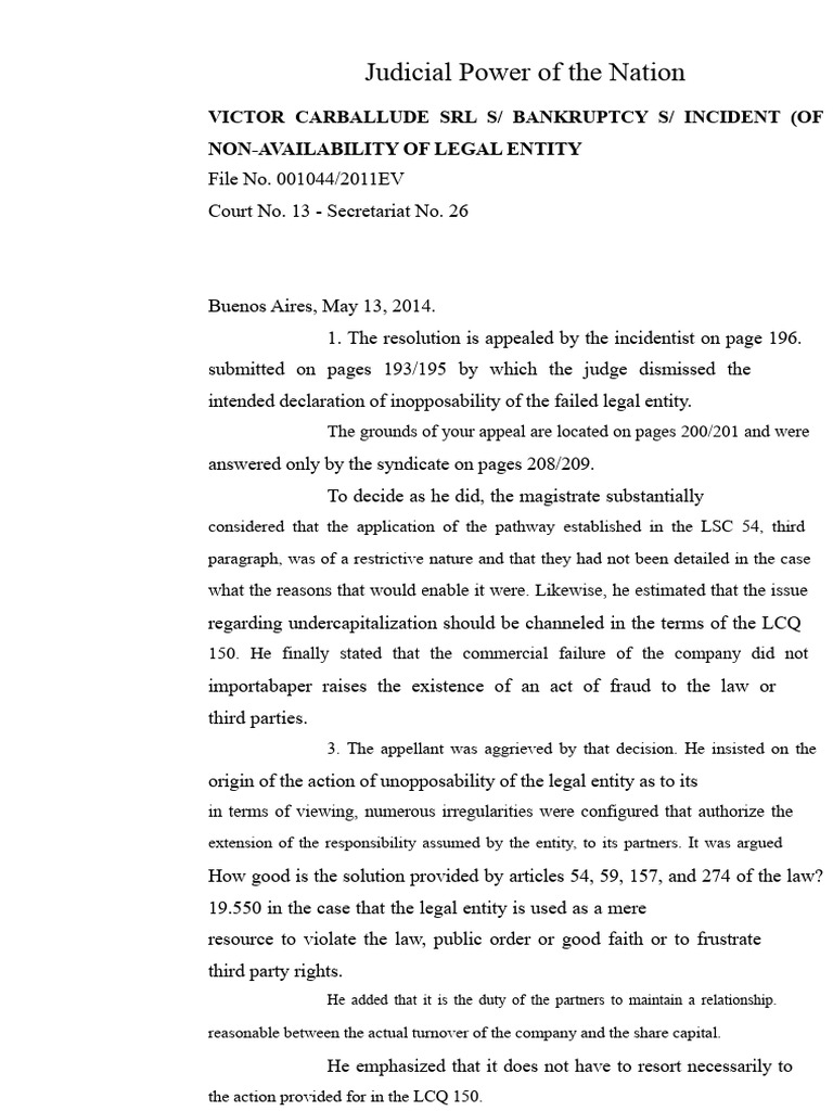 Victor Carballude Ruling - Unenforceability of Legal Personality | PDF ...