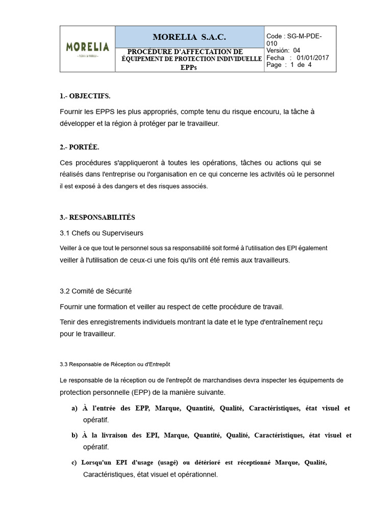 Procédure d'Affectation des EPI | PDF | Sécurité