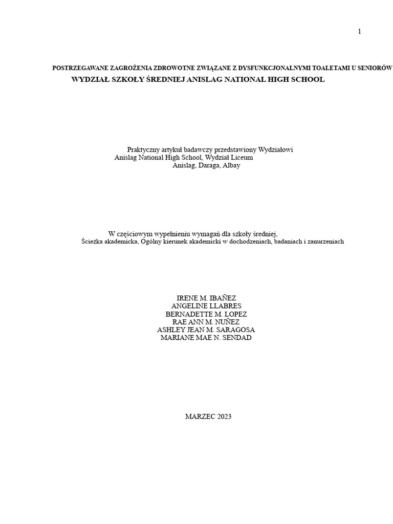 Lavatories - Do Druku | PDF