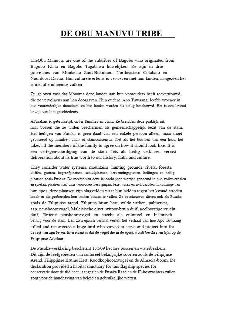 De Obu Manuvo Tribe | PDF