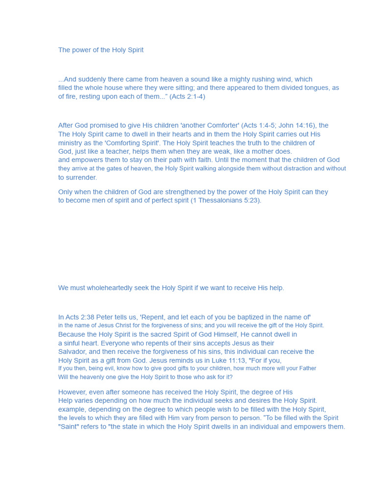 Understanding the Holy Spirit's Power | PDF | God In Christianity ...