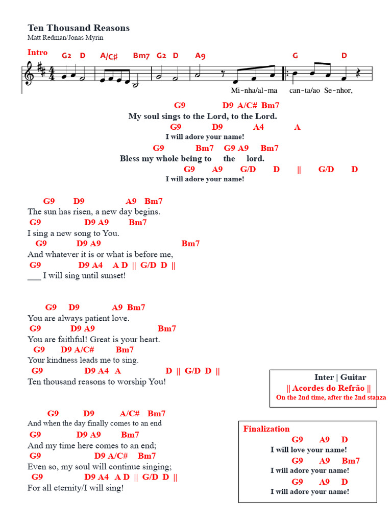 Ten Thousand Reasons (10,000) - OFFICIAL PDF | PDF