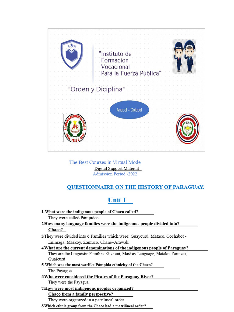 History Exam Topic of Paraguay | PDF | Spanish Colonization Of The ...