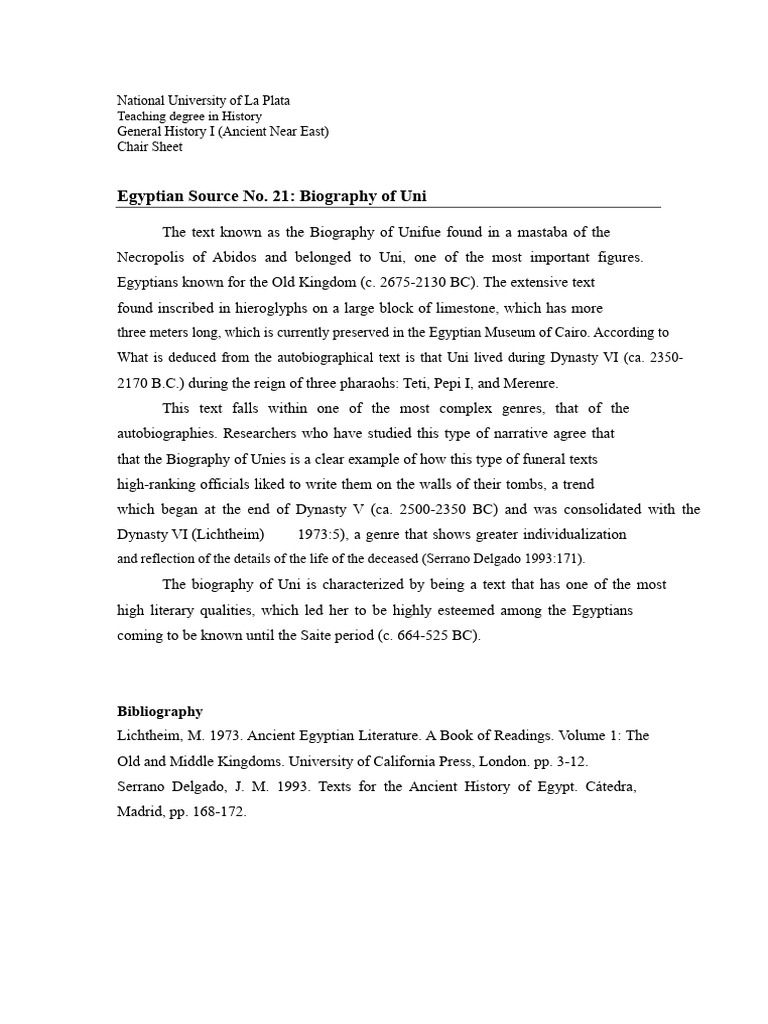 Biography of Uni | PDF
