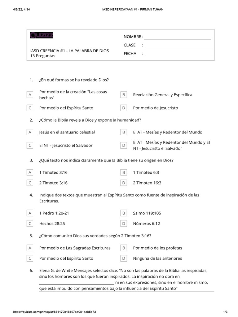 BANK SOAL KEPERCAYAAN DARI 1 HINGGA 10 QUIZIZZ | PDF