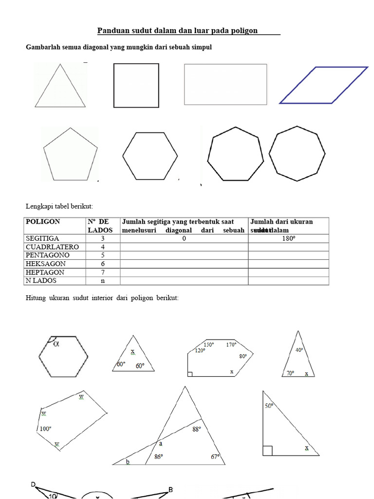 Panduan Sudut Poligon dan Diagonal | PDF