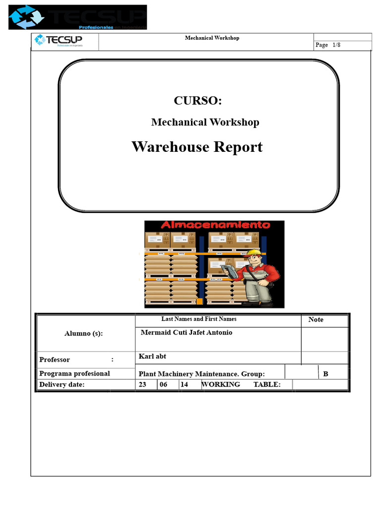 Workshop Mechanical Store Report | PDF | Warehouse