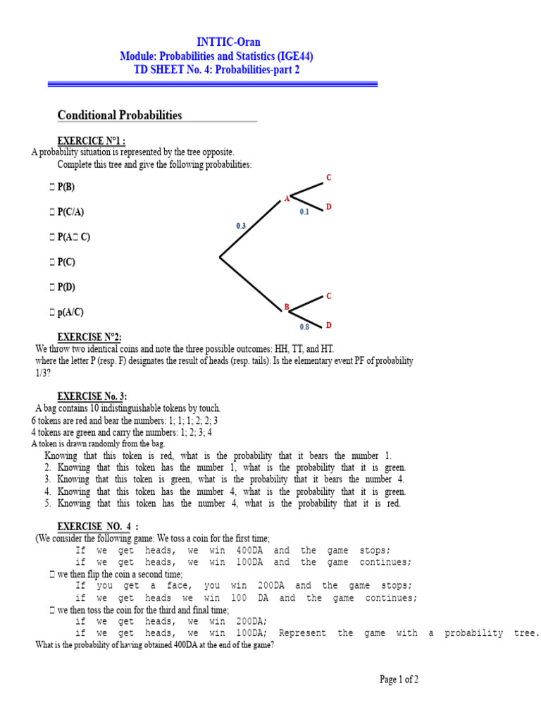 Sheet4 Probabilities-Part2 | PDF | Probability | Applied Mathematics